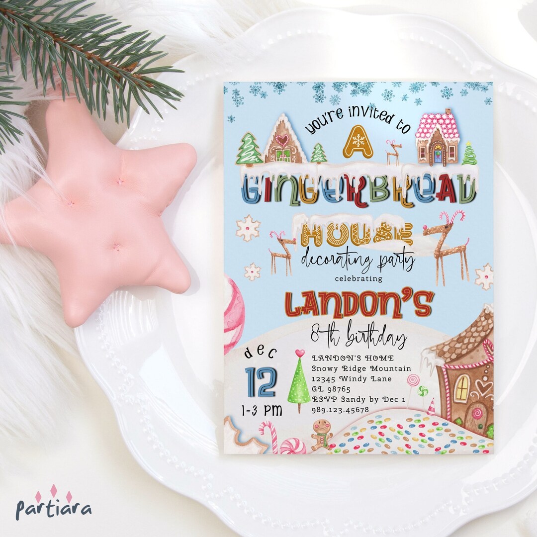 Gingerbread House Decor Invitation Printable, Gingerbread Party Invite ...