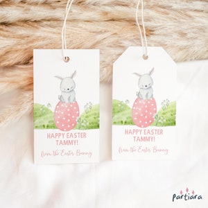 Editable Easter Bunny Tag Girls Egg Hunt Tags Baby Shower Party Favors ...
