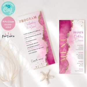 Pink Birthday Program Template, Ladies Menu Card With Programs ...