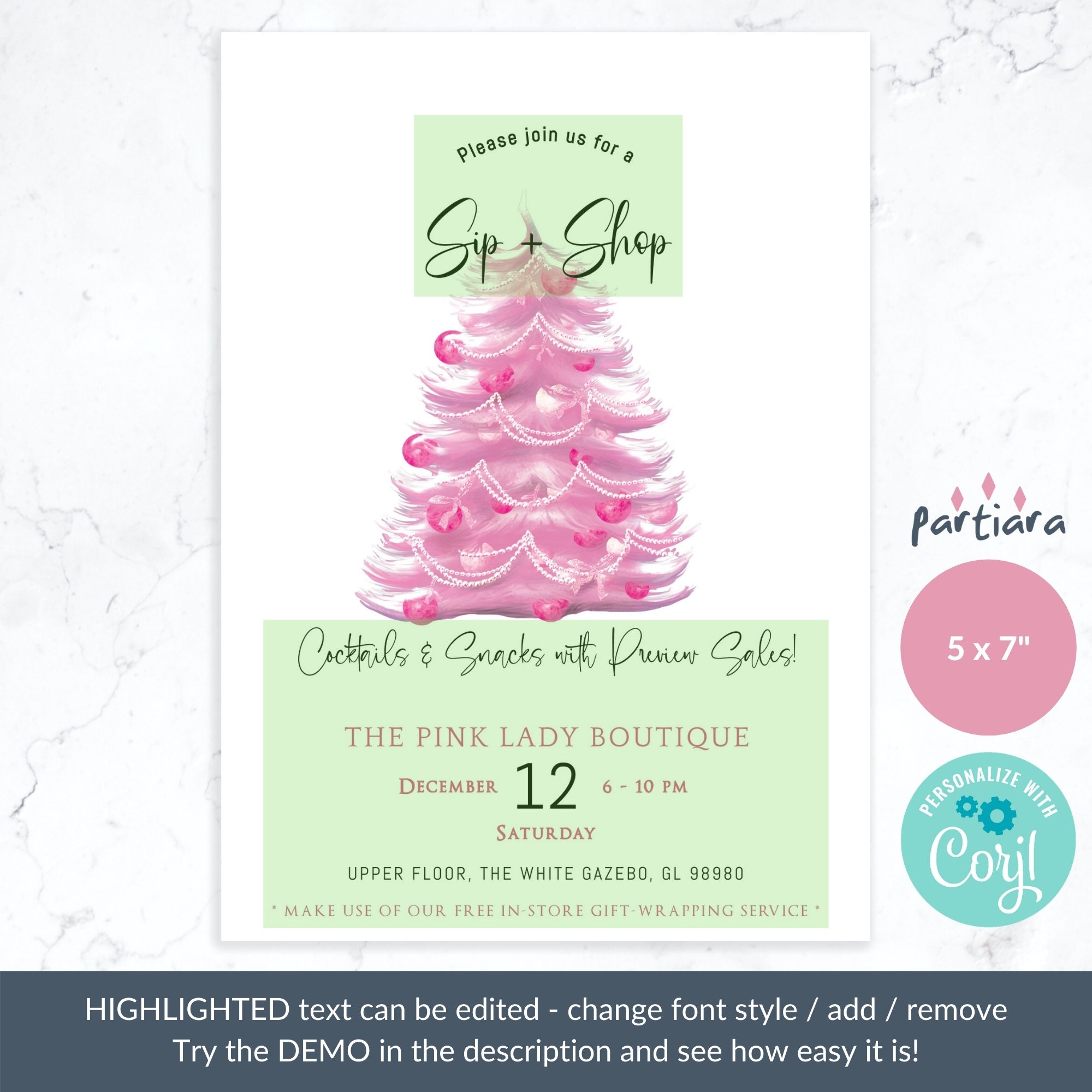 Sip and Shop Christmas Invitation Shopping Holiday Flyer - Etsy