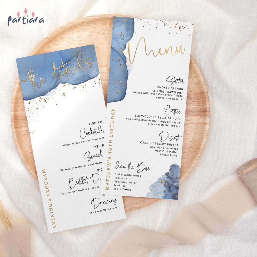 Menu With Program Template, Birthday Programs Printable, Party Table ...