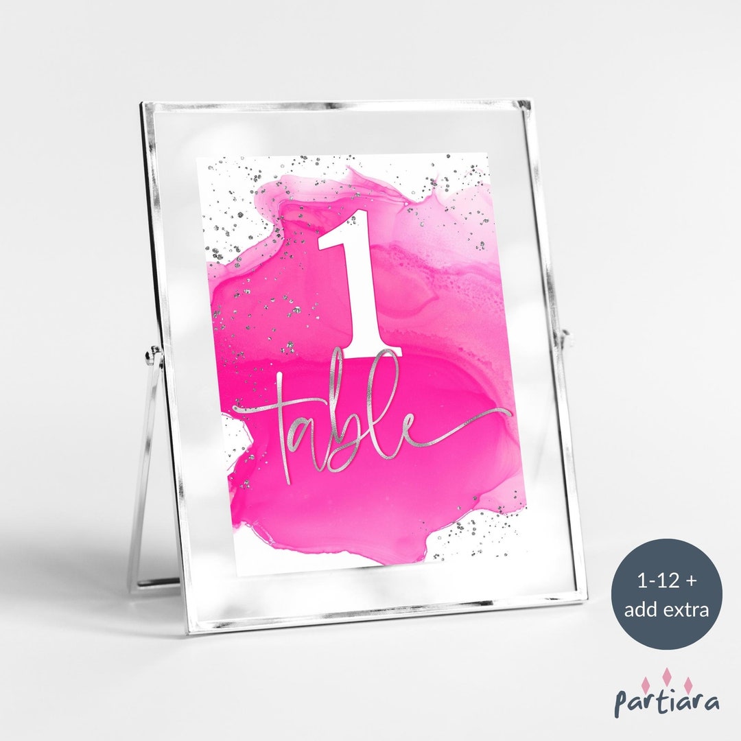 Birthday Table Numbers Hot Pink Party Printable, Teen Girls or Ladies ...