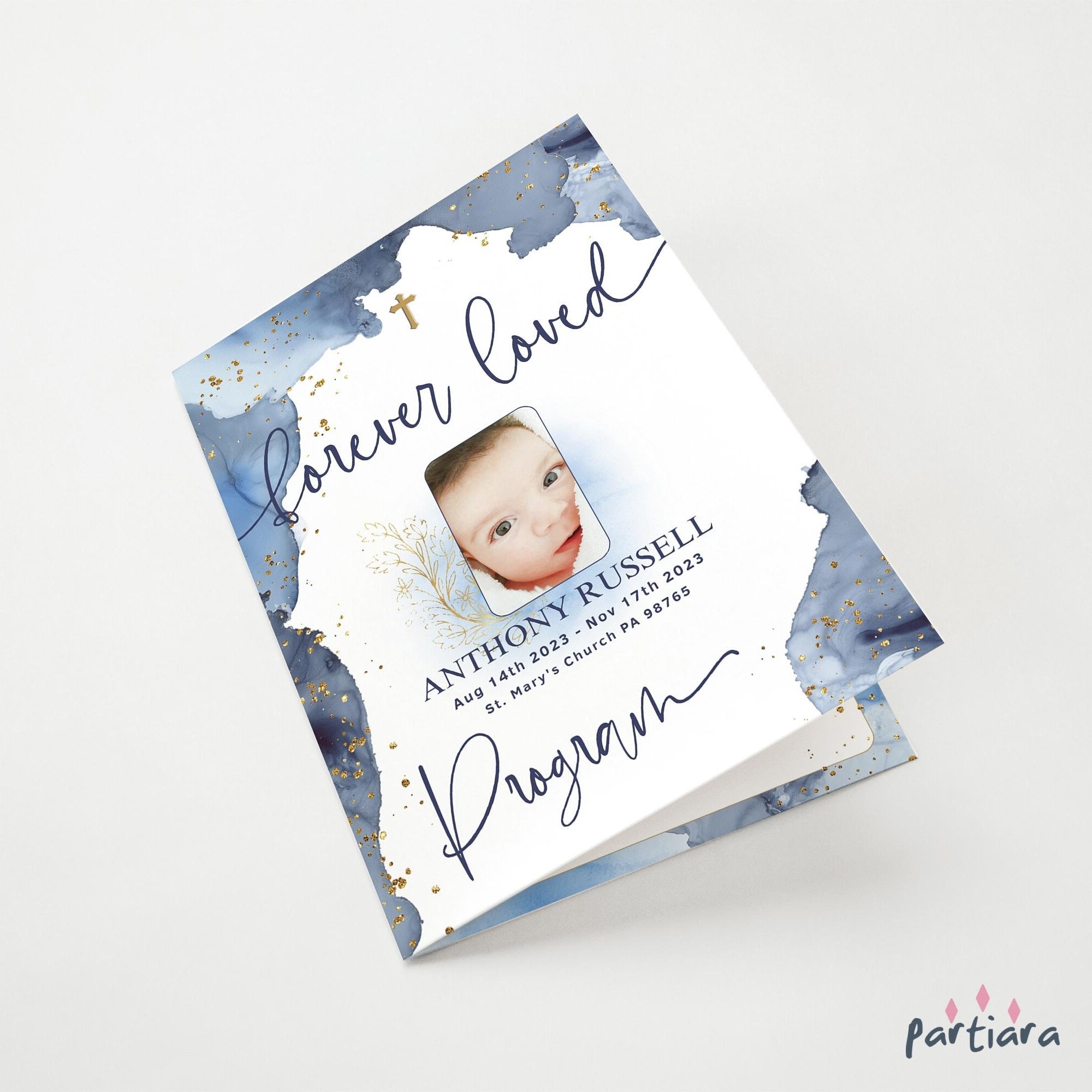 Baby Boy Memorial Funeral Program Printable Teens Mens Forever - Etsy