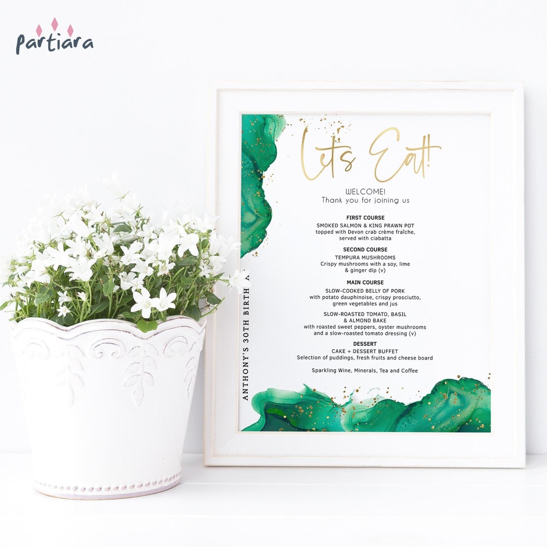 Emerald Green Menu Template, Lets Eat Dinner Party Menus Printable ...