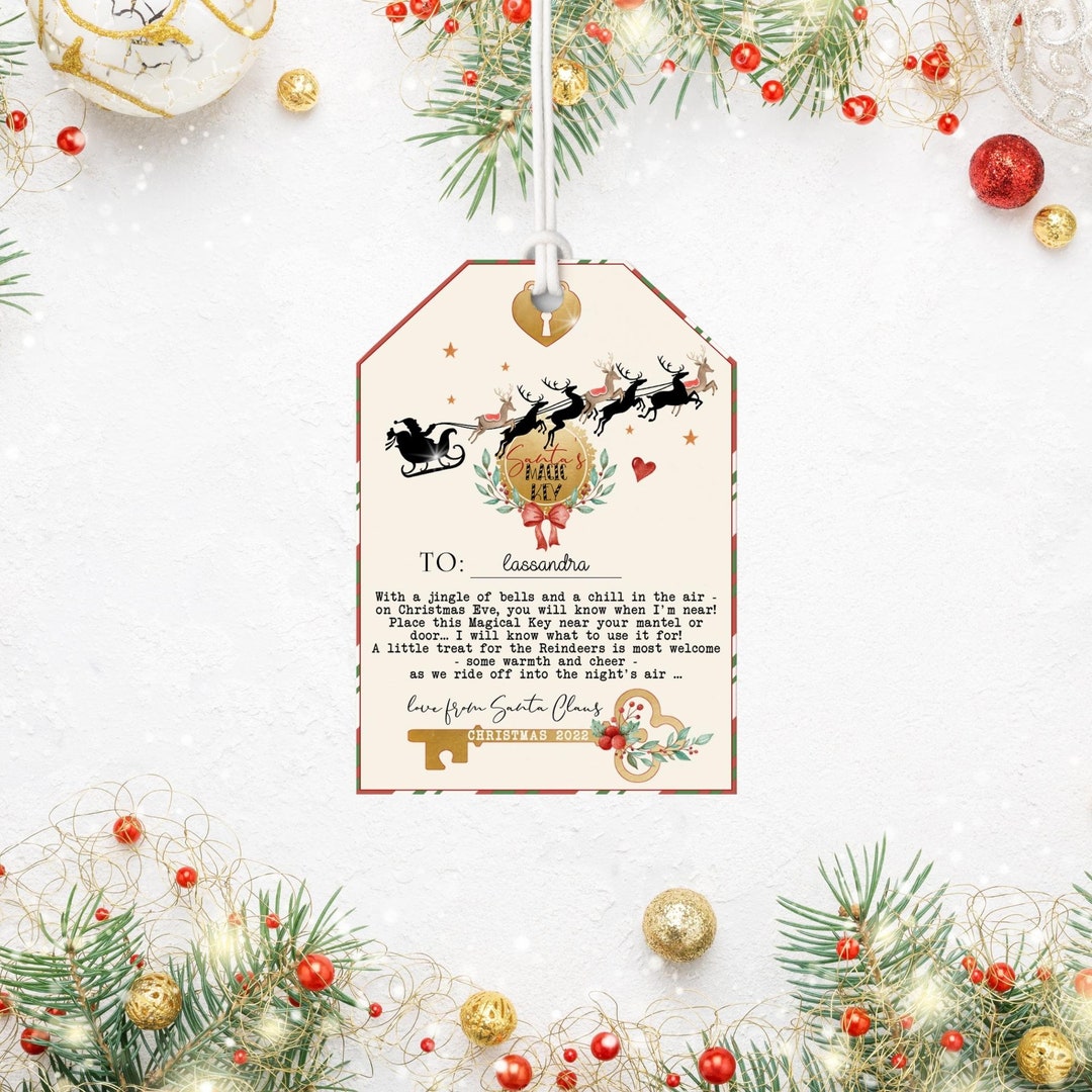 Editable Santa Magic Key Tags Printable Christmas Party Thank - Etsy