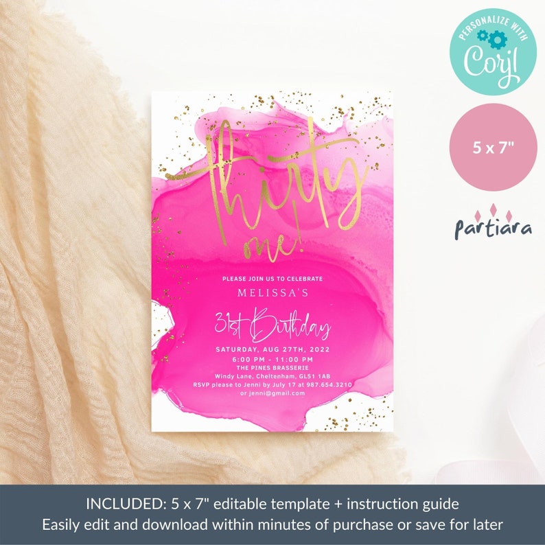 31st Birthday Invitation Template: Ladies Dinner Party Printable Hot ...