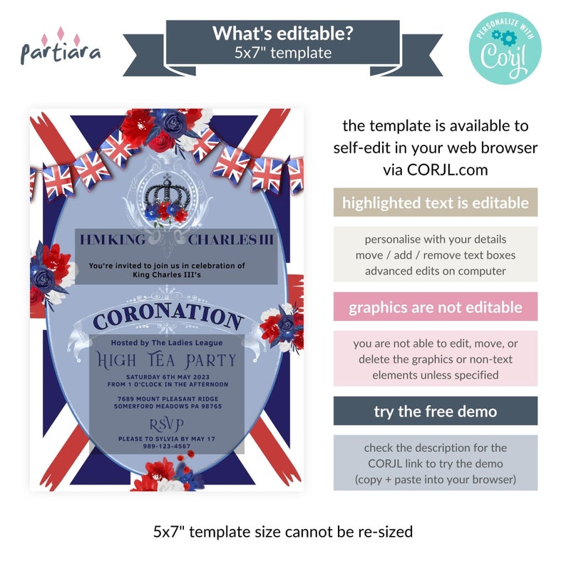 Editable Kings Coronation Invite Template Street Party - Etsy