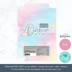 One in a Million Candy Wraps Girl 1st Birthday Unicorn Party - Etsy