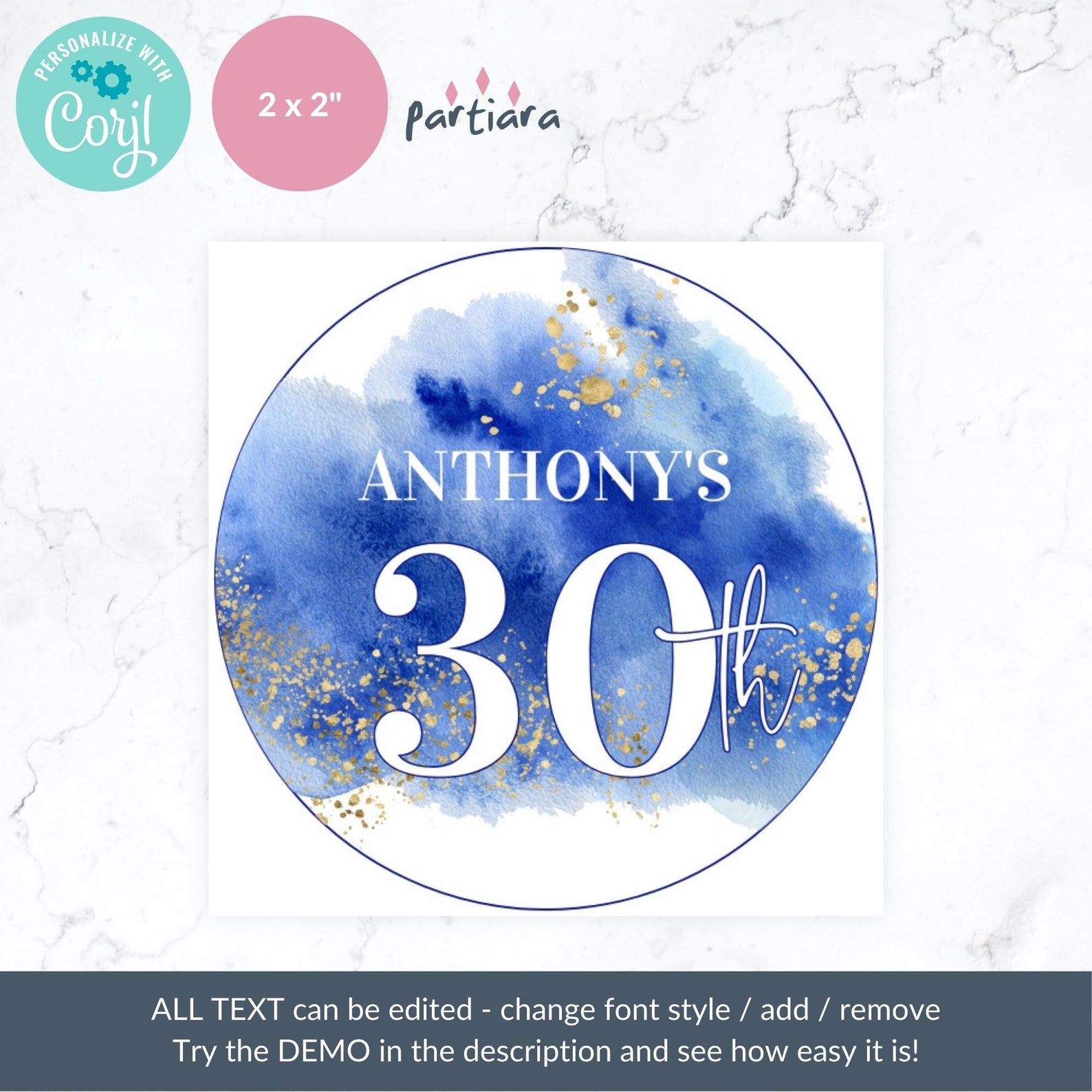 Blue Birthday Cupcake Topper Template: 16th 18th 21st 30th Party Cakes ...