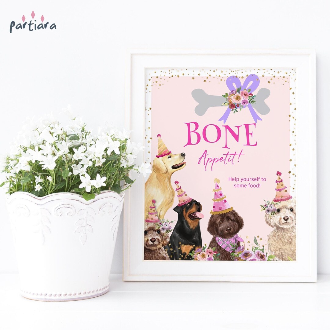 Bone Appetit Food Sign Puppy Dog Birthday Party Buffet Table - Etsy
