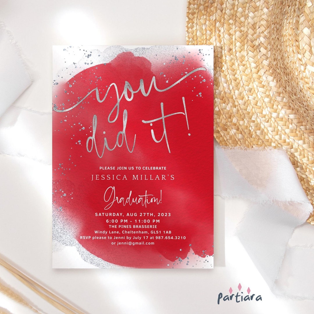 You Did It Invitation, Celebrations Event Invite Template, Boy or Girls ...