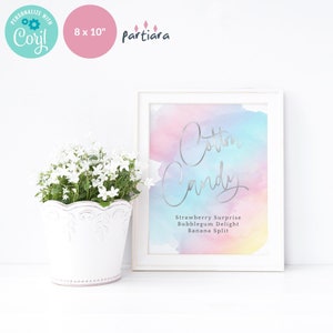Rainbow Cotton Candy Sign Birthday Party Table Poster Girls Unicorn ...