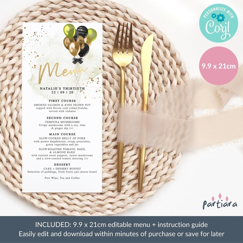 Editable Menu Template, Birthday Dinner Menus Printable, Teen Boys or ...