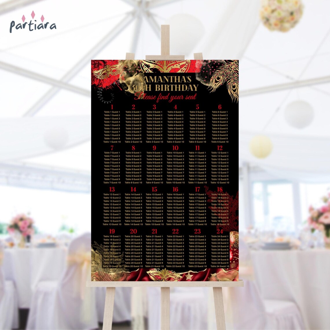 Mardi Gras Table Seating Chart Printable Masquerade Ball - Etsy