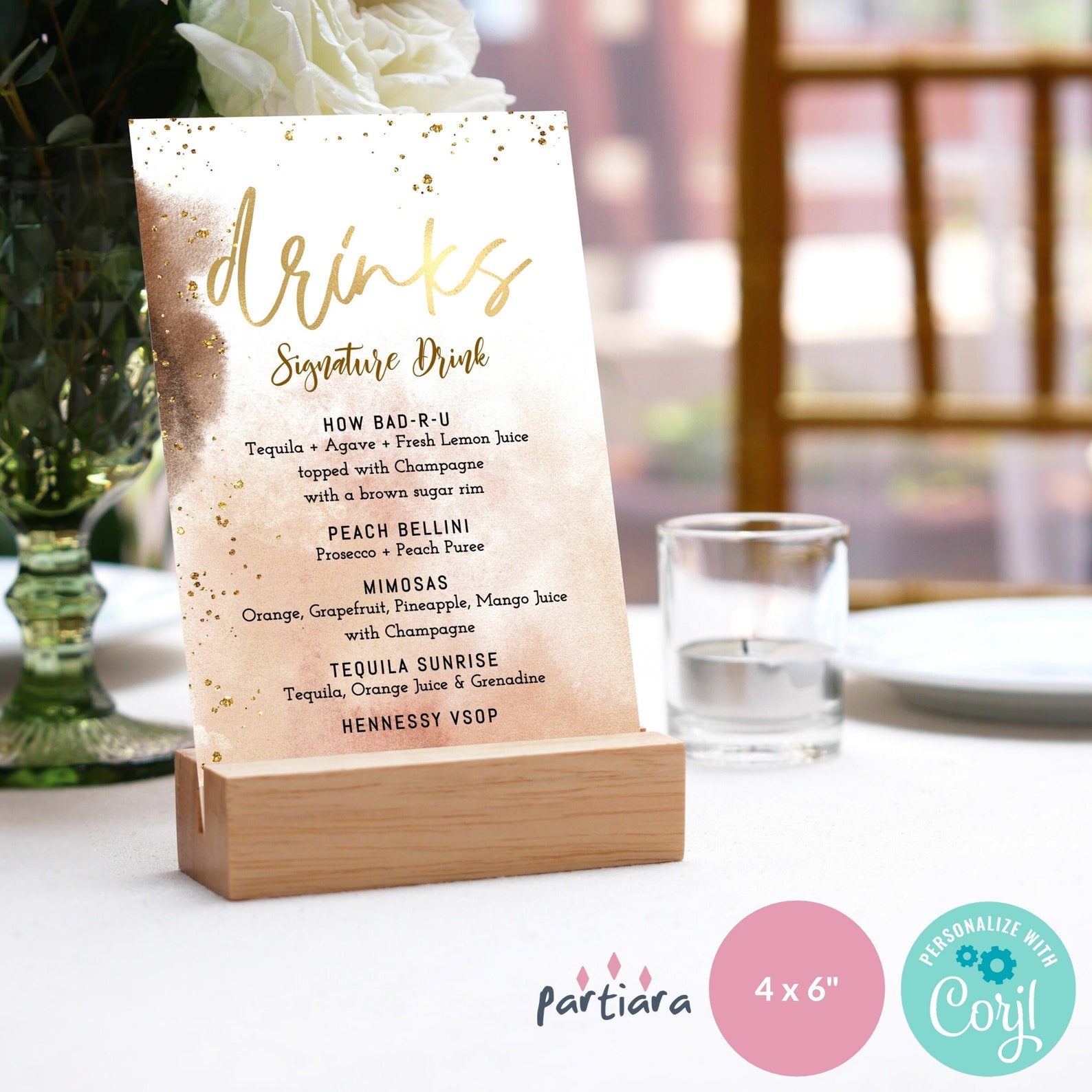 Signature Drinks Menu Birthday Cocktail Bar Table Menus Brown - Etsy