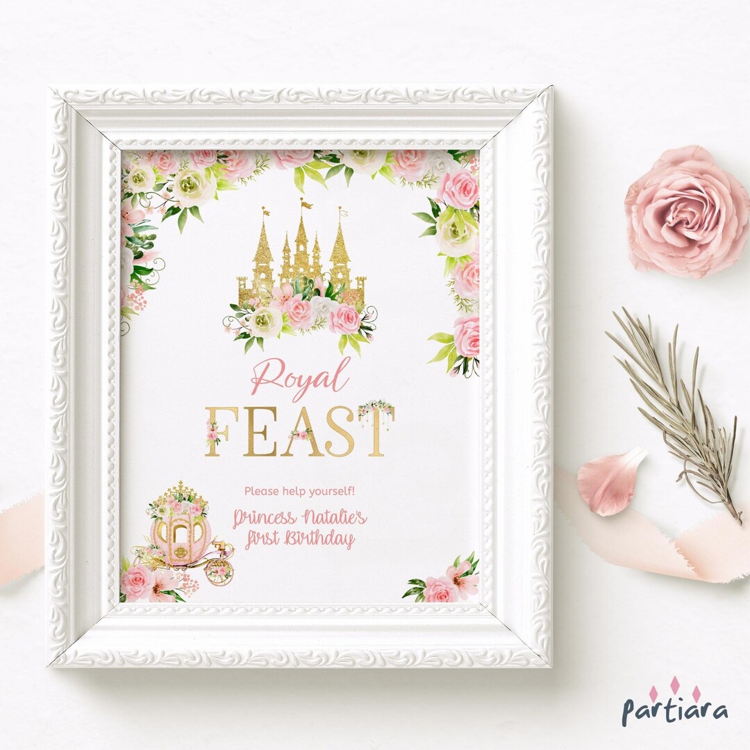 Princess Birthday Food Table Sign Printable Royal Fairytale Buffet ...