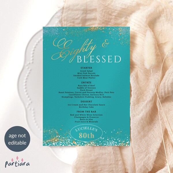 80th Birthday Menu - Etsy