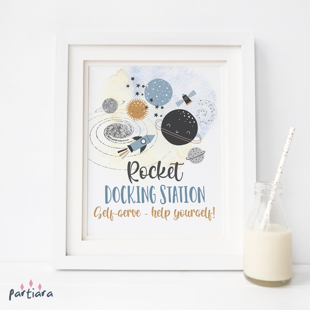 Birthday Rocket Food Table Sign, Outer Space Party Poster Printable ...