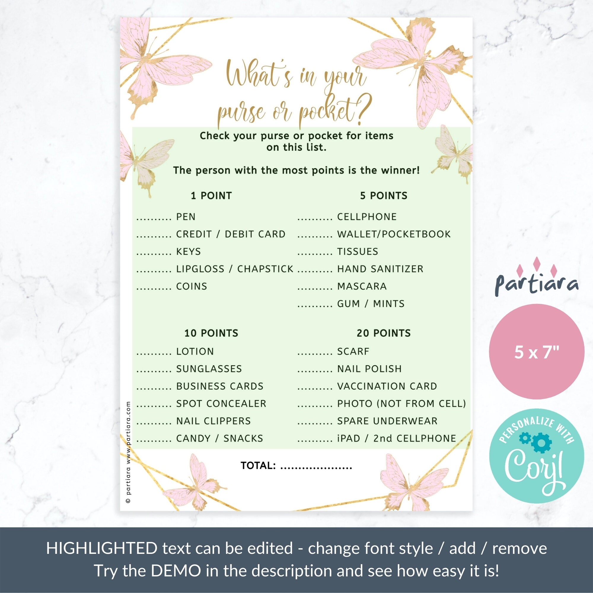 What's in Your Purse Baby Shower Game Girl Blush Pink and | Etsy