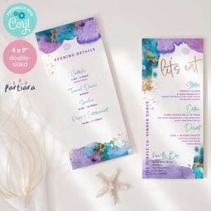 Ladies Birthday Menu With Program, Dinner Dance Party Table Menus ...