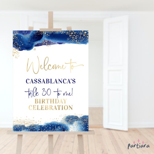 DIY Royal Blue and Silver Welcome Sign Birthday Party - Etsy