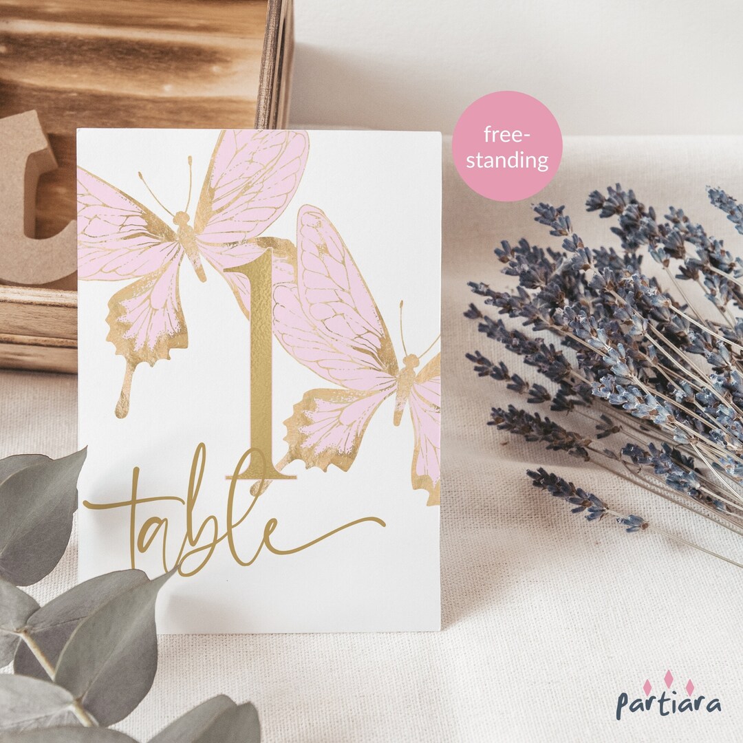 Butterfly Table Numbers, Birthday Tables Decor Printable, Girls Pastel ...