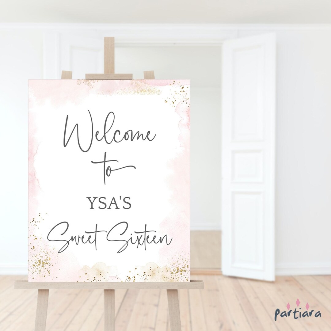 Pastel Pink Welcome Sign Template, Sweet 16 Party Welcome Poster ...