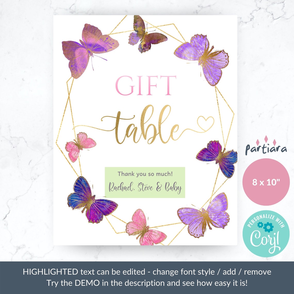 Baby Shower Gift Table Sign Printable Girl Baby Shower Party - Etsy
