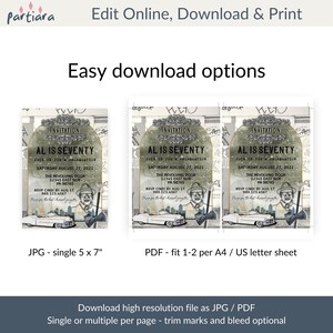 Editable Mafia Theme Birthday Invite Template Mens Dinner Drinks Party ...