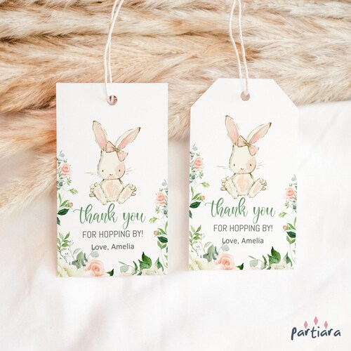 EDITABLE Bunny Birthday Favor Tags Bunny 1st Thank You Tags - Etsy