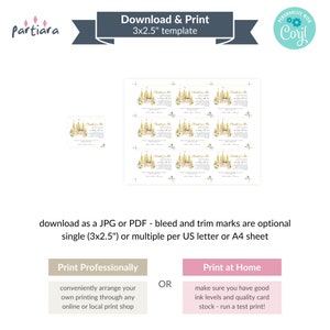 Editable Princess Tag Template, Girls Fairytale Castle Party Favor ...