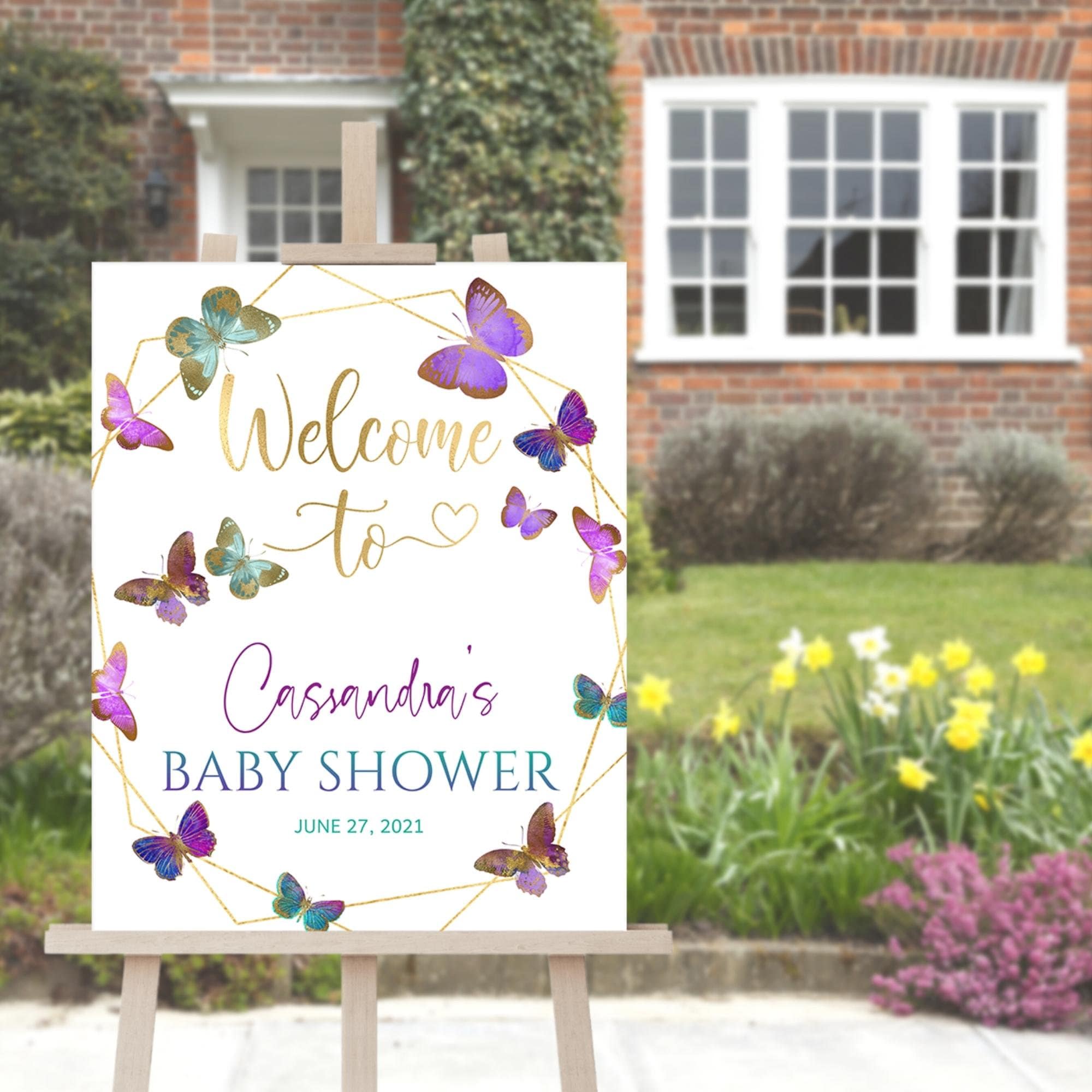 Editable Butterfly Welcome Sign Baby Shower Party Welcome - Etsy