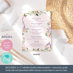 Floral Fairy Program Birthday Party Programs Printable Enchanted Garden ...