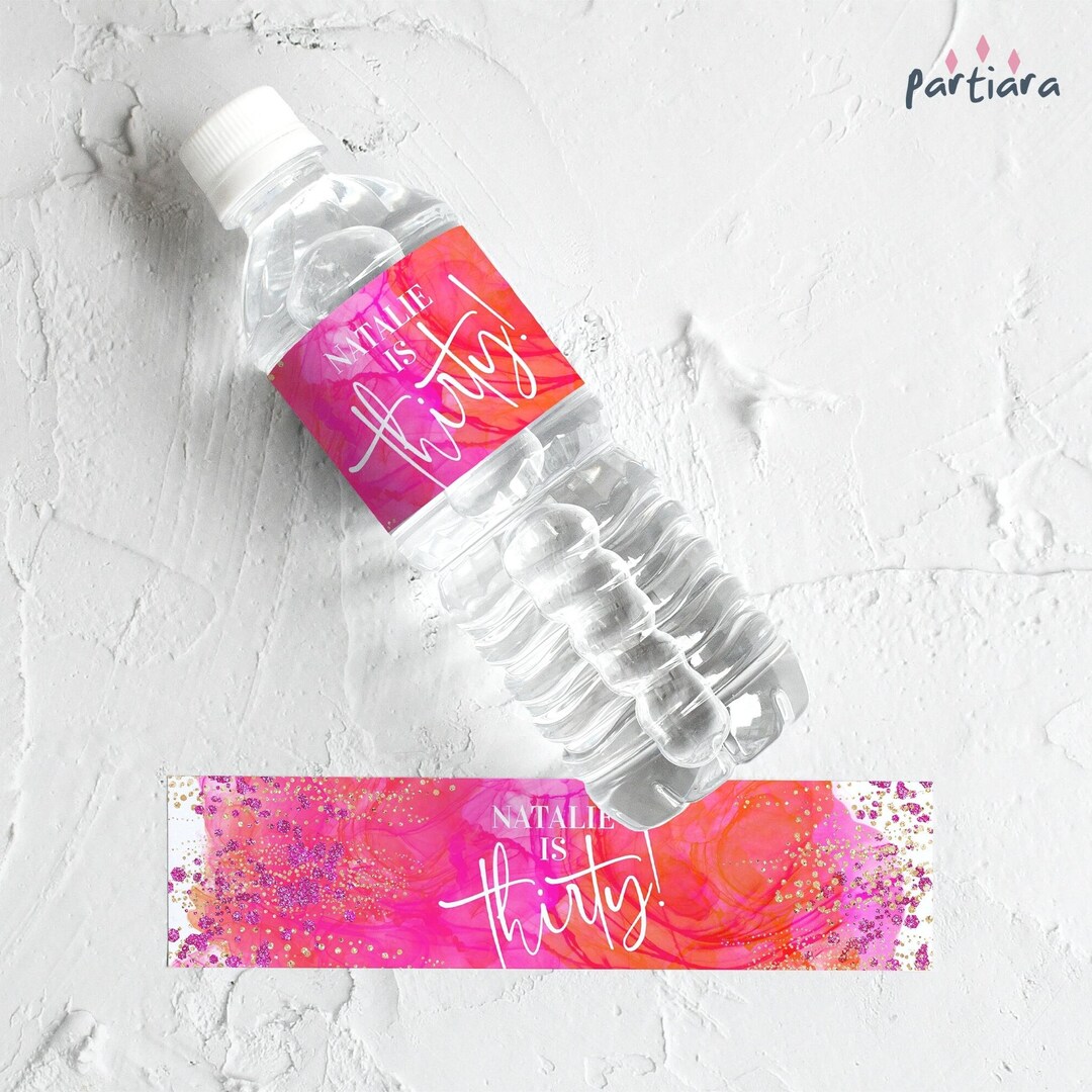 Tropical Water Labels Ladies Birthday Party Personalized Bottle Label ...