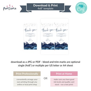 Thank You Card Slim Plate Menu Style Table Thankyou Notecards Printable ...