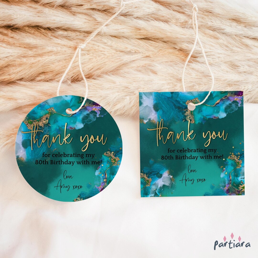 Emerald Green Favor Tag Template, Ladies Birthday Dinner Party Thank ...