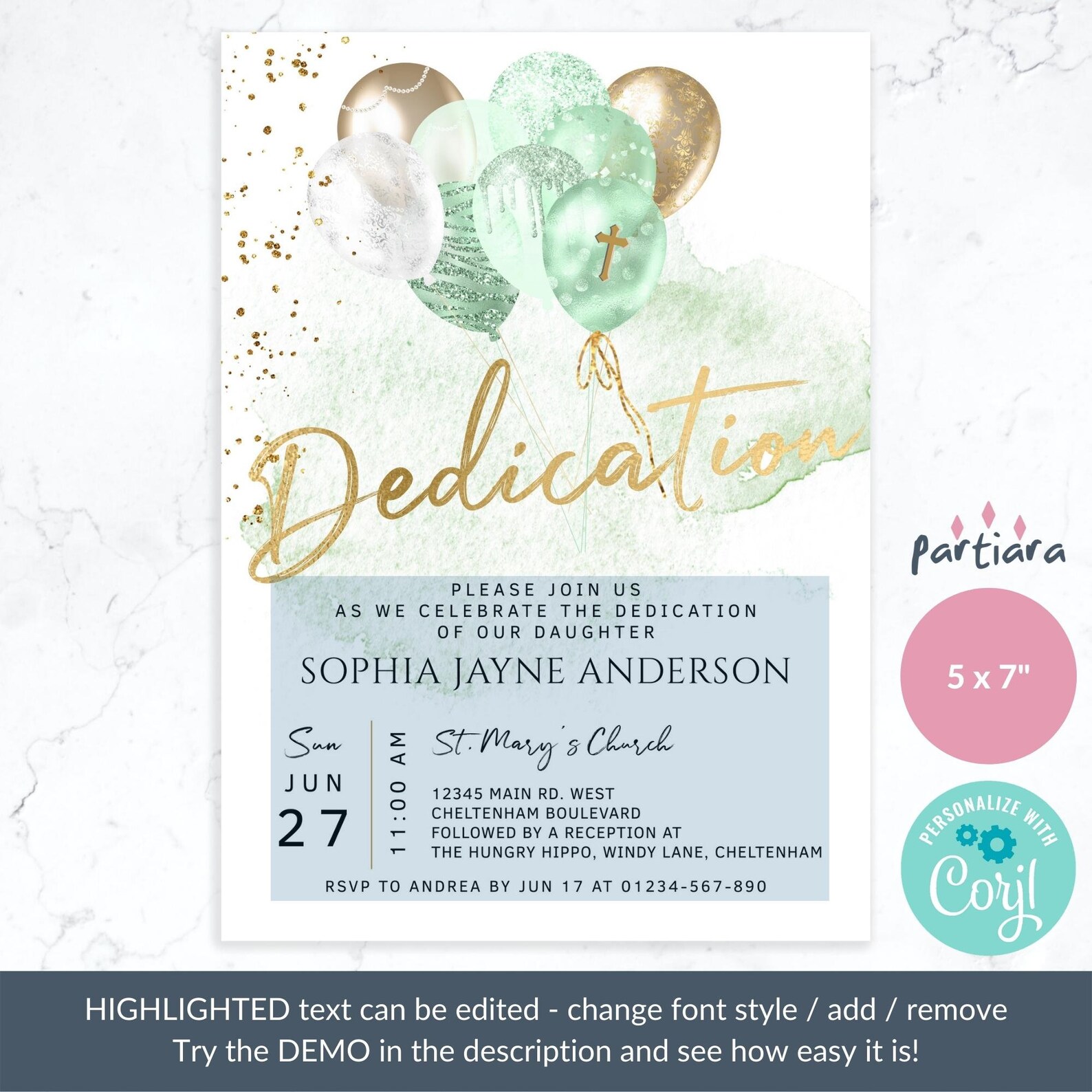 Editable Dedication Invite Boy Girl Dedication and 1st - Etsy