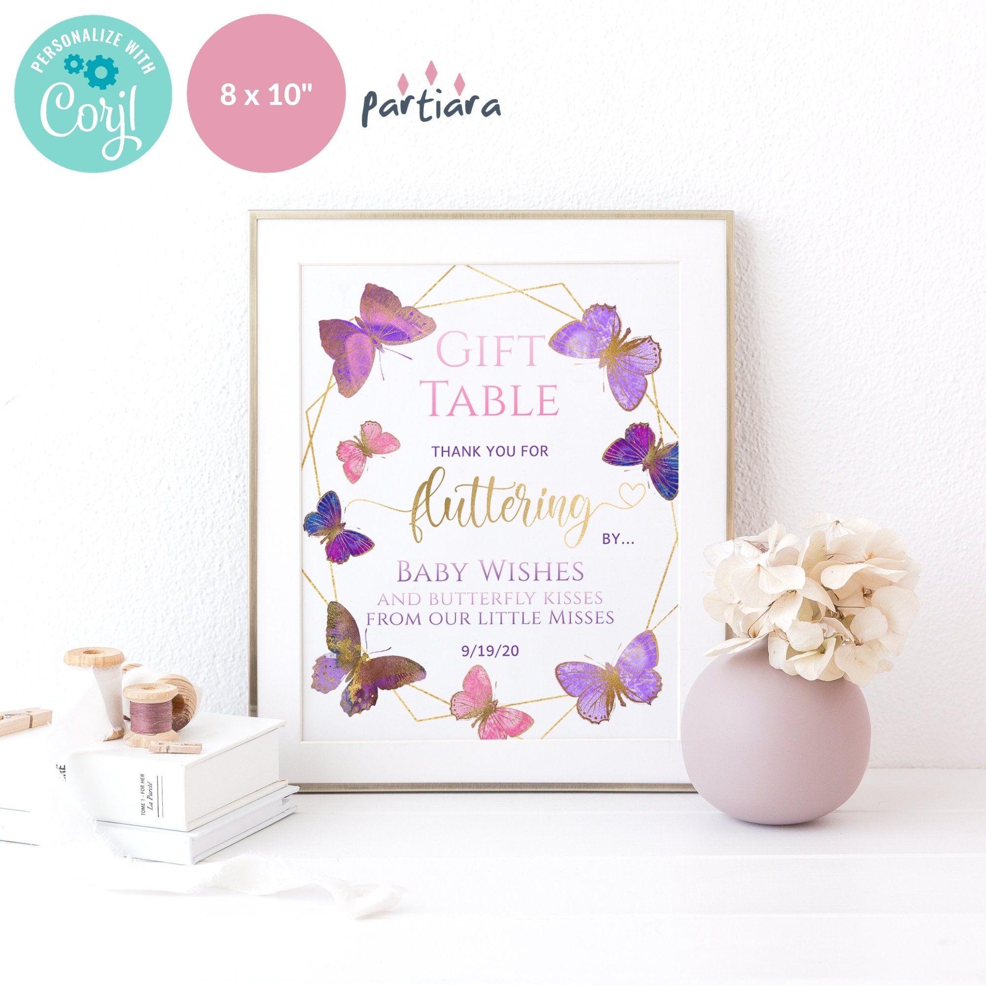 Butterflies Gift Table Sign Girl Baby Shower Printable - Etsy