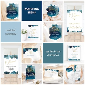Teal Gold Table Number Cards Set 1-40 Editable Birthday Tables Bridal ...