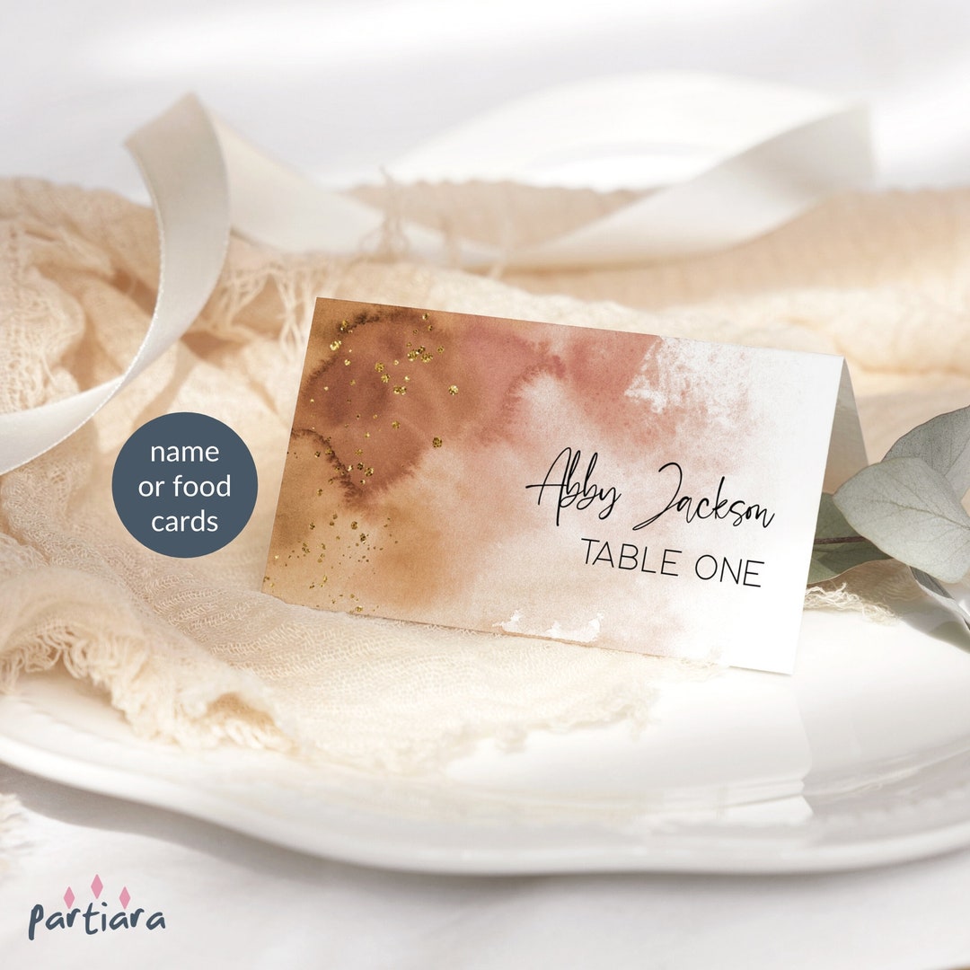 Brown Place Card Template, Birthday Dinner Name Cards Printable, Shades ...