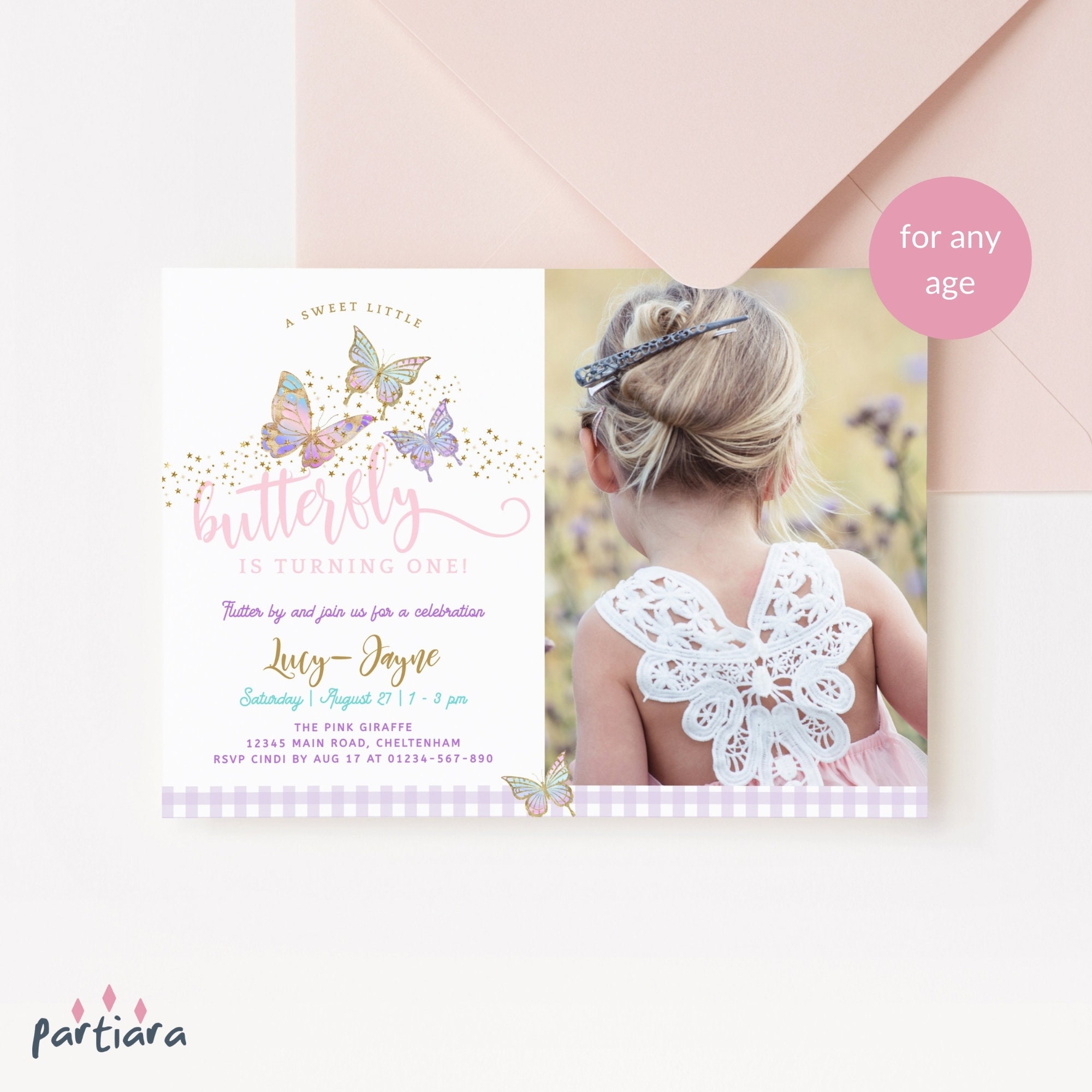 Pastel Butterfly Birthday Invitation Girl DIY Editable 1st - Etsy