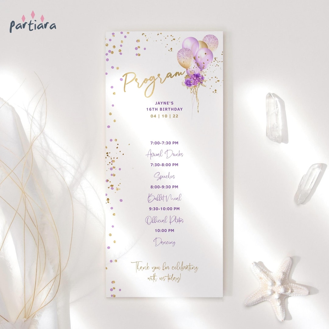 Ladies Program Card Editable Template Birthday Programs Printable ...