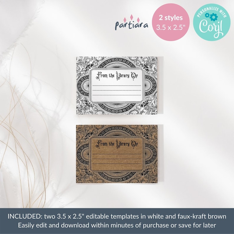 Editable Book Plate Label Template Printable Personal Library - Etsy