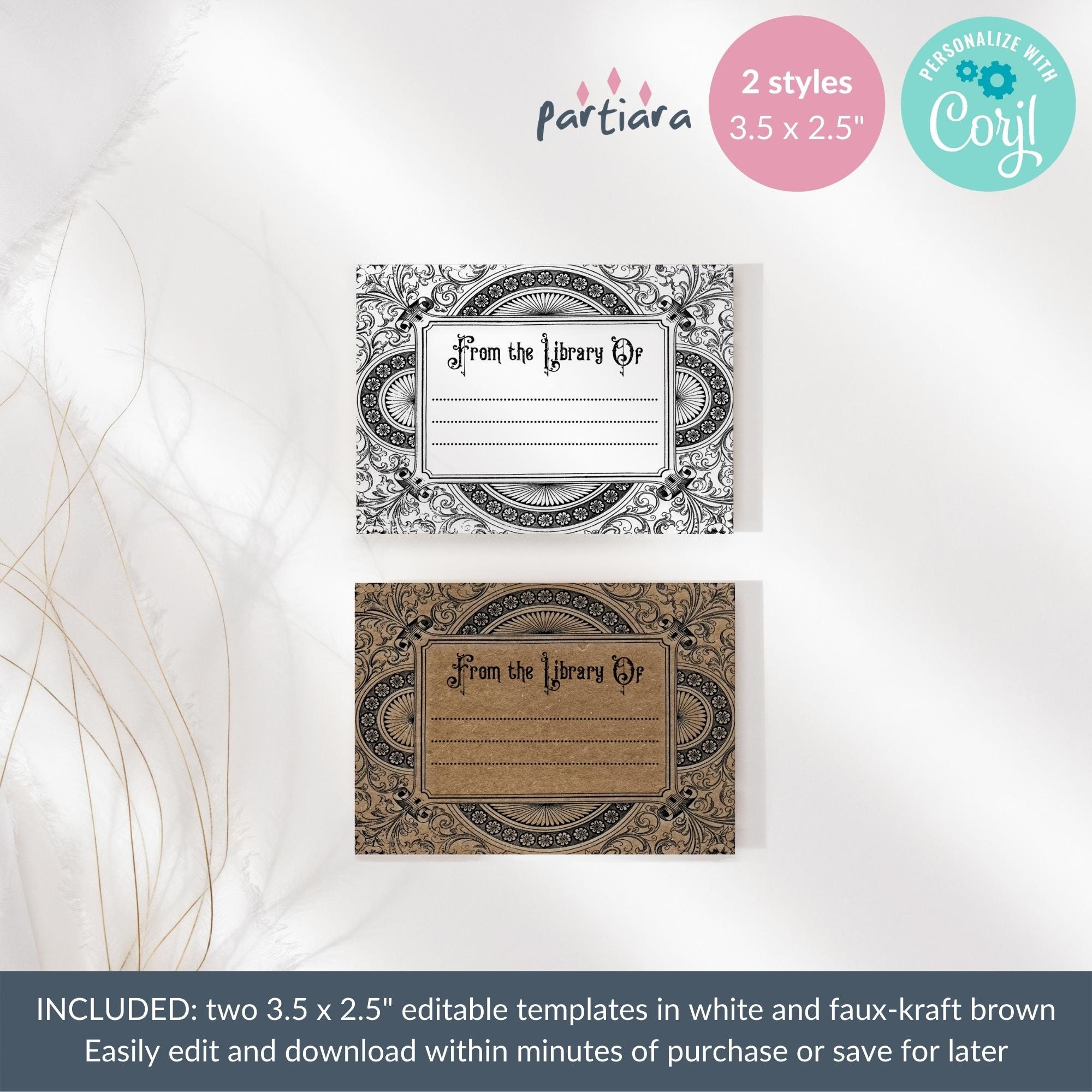 Editable Book Plate Label Template Printable Personal Library | Etsy