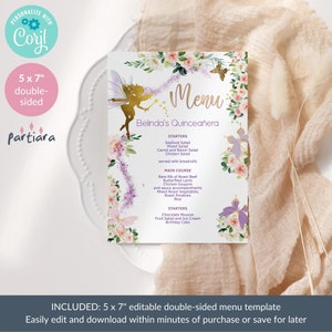 Butterfly Fairy Menus Girls Birthday Party Table Menu and Program Card ...