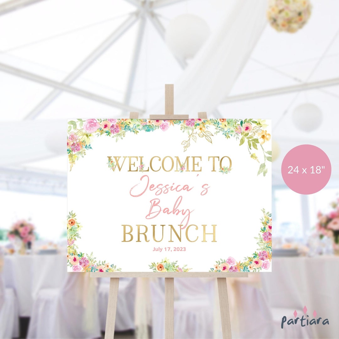 Spring Brunch Welcome Sign, Baby Brunch Welcome Poster, Girls Baby ...
