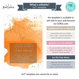Welcome Back Invite Homecoming Party Invitation Orange and Gold ...