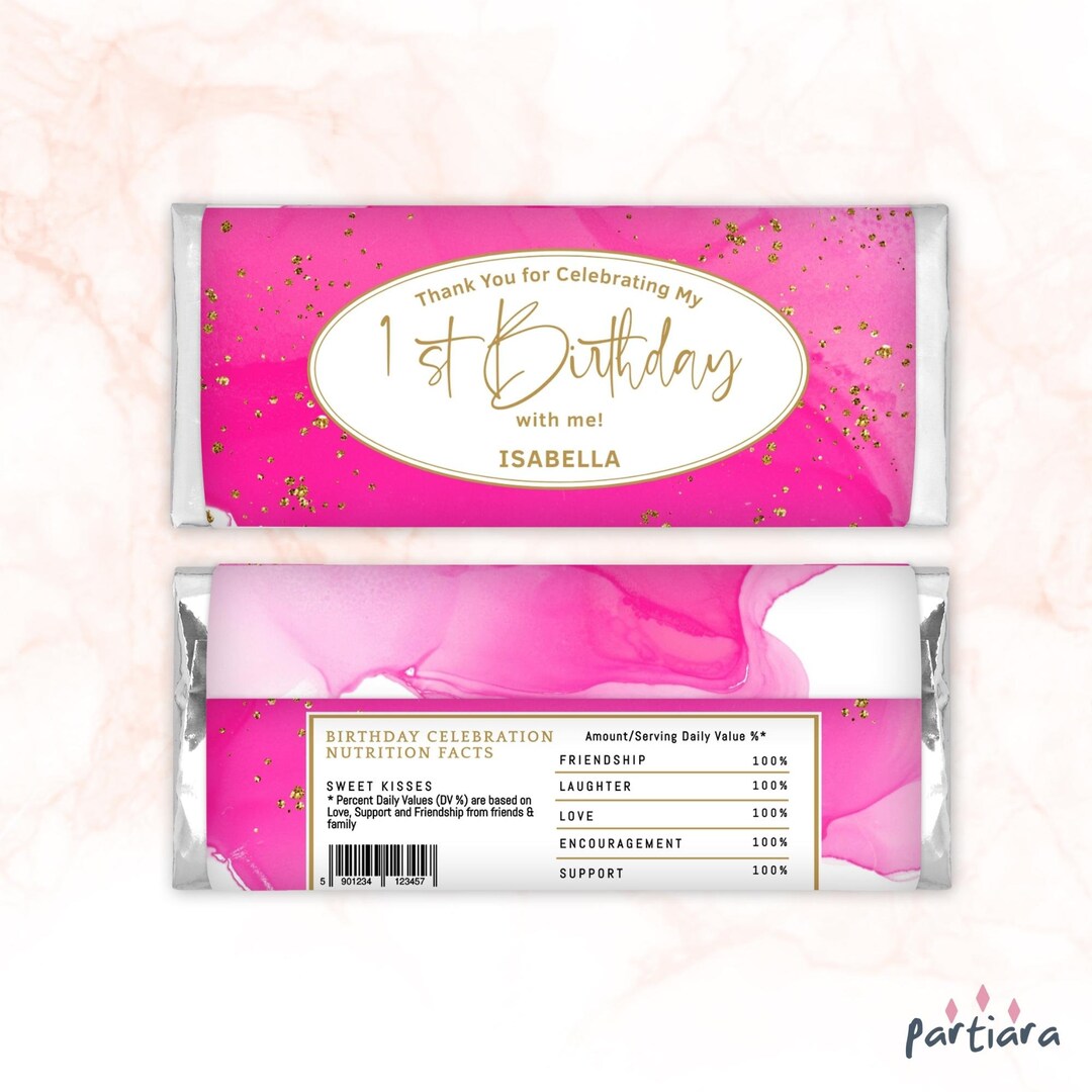 Pink Birthday Candy Label Template, Girls Shades of Pink Party ...