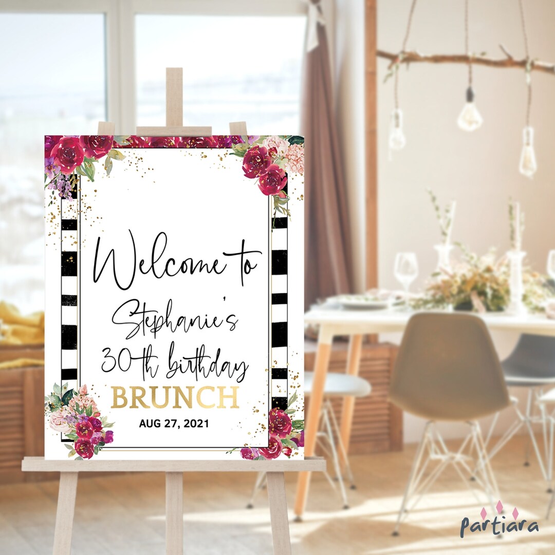 Birthday Welcome Sign Brunch Party Poster Decoration Printable - Etsy ...