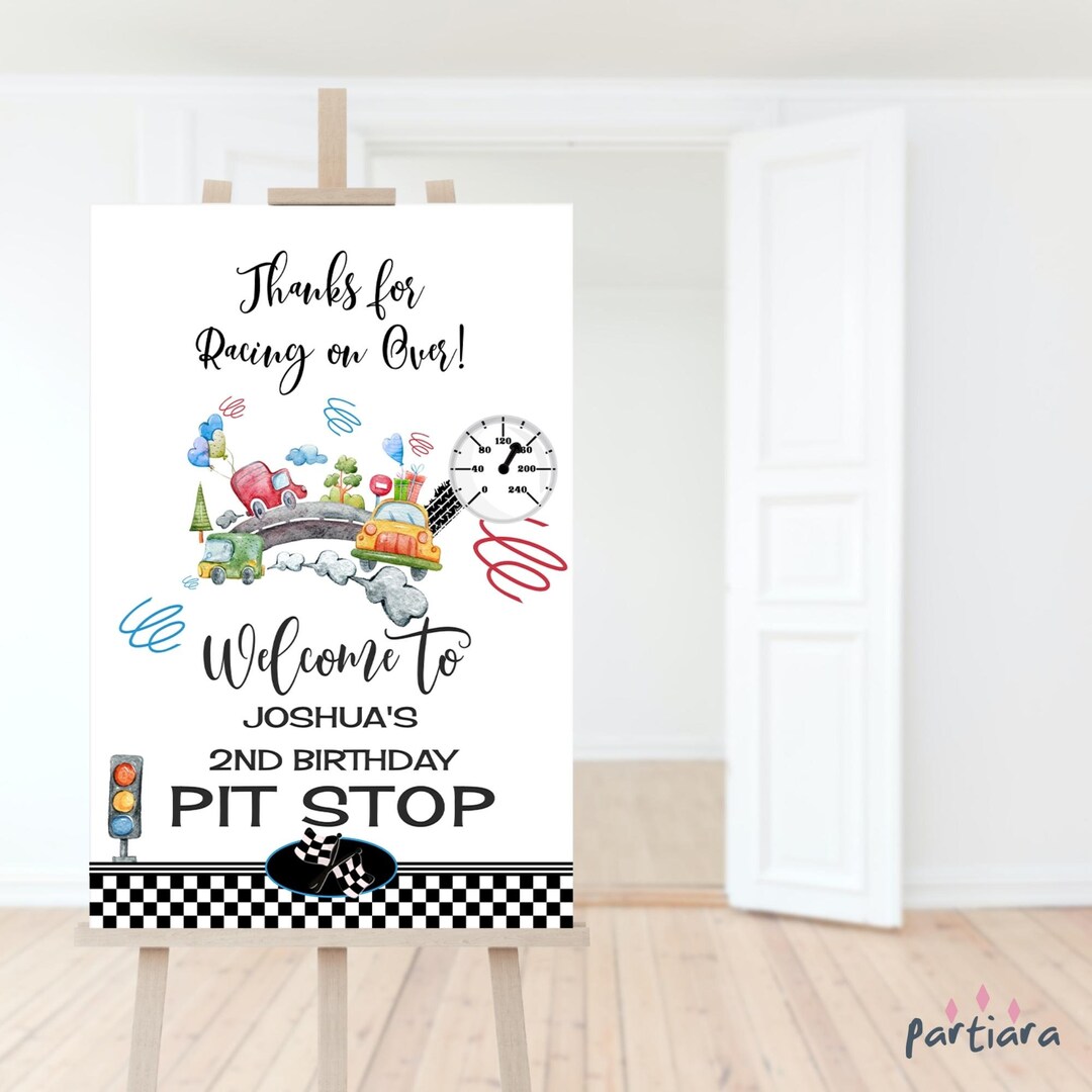 Cars Welcome Sign, Birthday Racing Car Welcome Poster Template, Boys ...